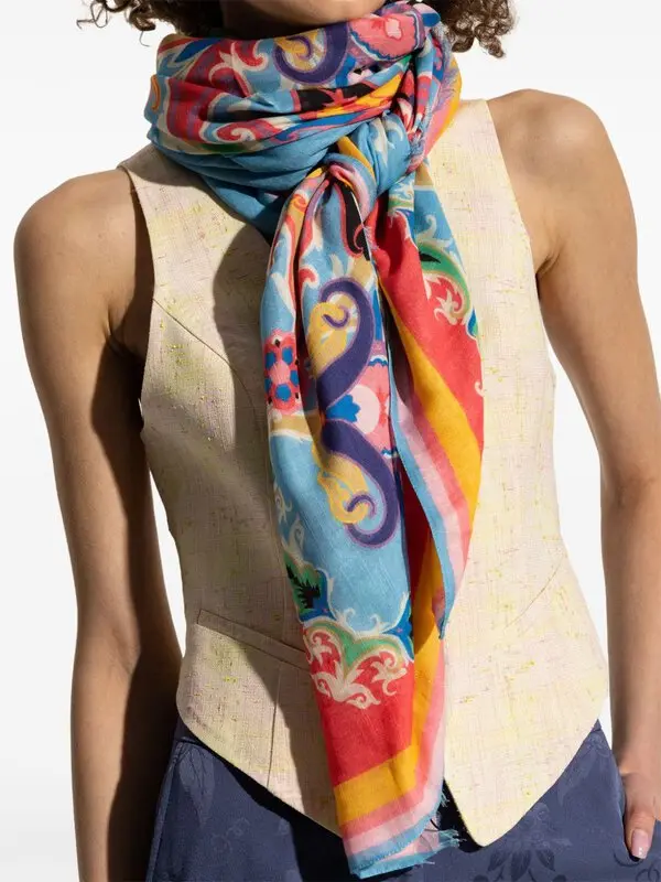 Etro Paisley-print Scarf - Blue