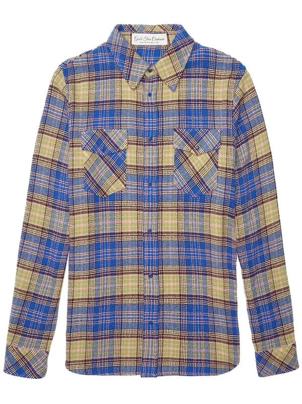 GOD'S TRUE CASHMERE Check-print Cashmere Overshirt - Blue