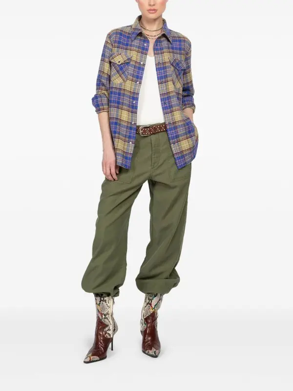 GOD'S TRUE CASHMERE Check-print Cashmere Overshirt - Blue