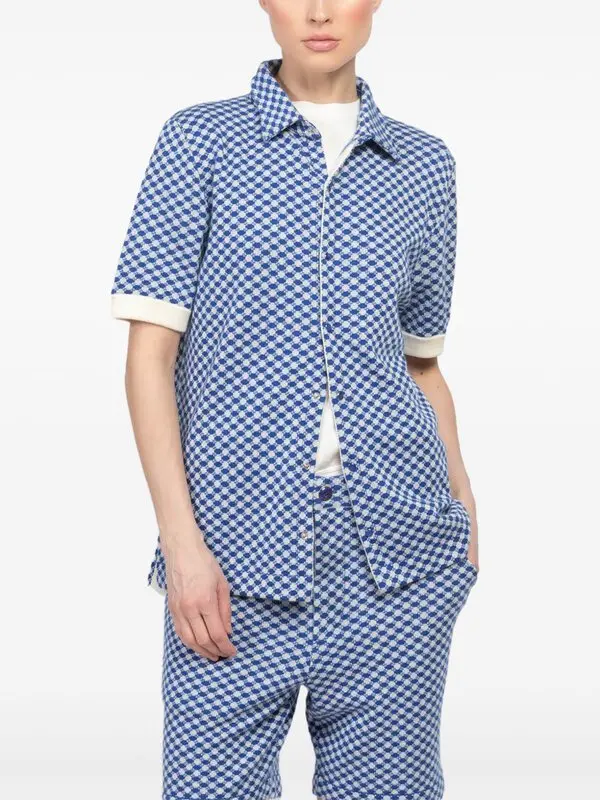 GOD'S TRUE CASHMERE Dot Knit Shirt - Blue