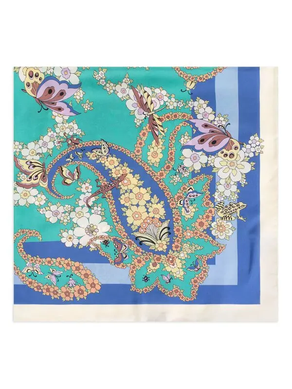 Etro Floral-print Scarf - Blue