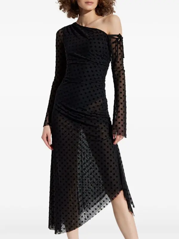 MISBHV Logo-flocked Midi Dress - Black