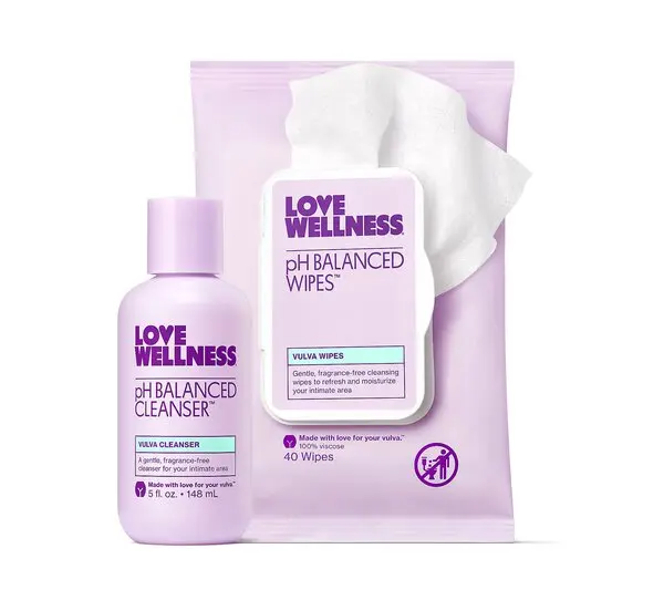 LOVE WELLNESS Ph Balanced Cleanser 5oz & 40ct Wipes - One-color