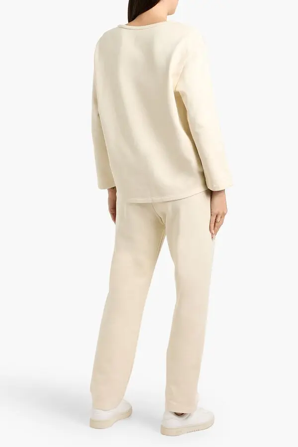 Another Tomorrow French Cotton-blend Terry Track Pants - Ecru