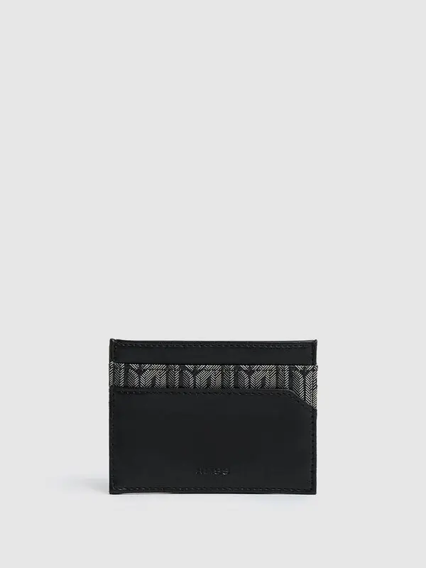 REISS Fletcher Monogram Canvas Card Holder - Black