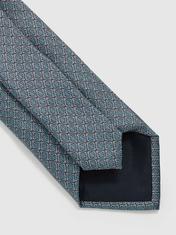 REISS Caruso Geometric-print Tie - Soft Blue