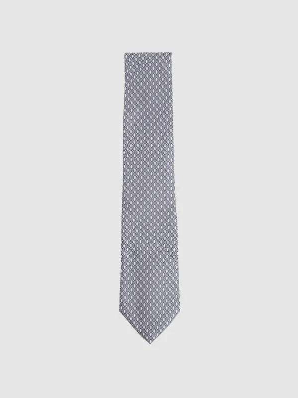 REISS Caruso Geometric-print Tie - Soft Pink
