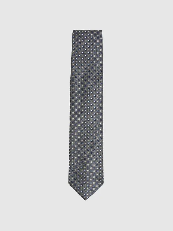 REISS Pelosa Foulard Silk-blend Tie - Charcoal