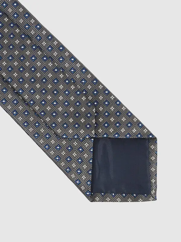 REISS Pelosa Foulard Silk-blend Tie - Charcoal