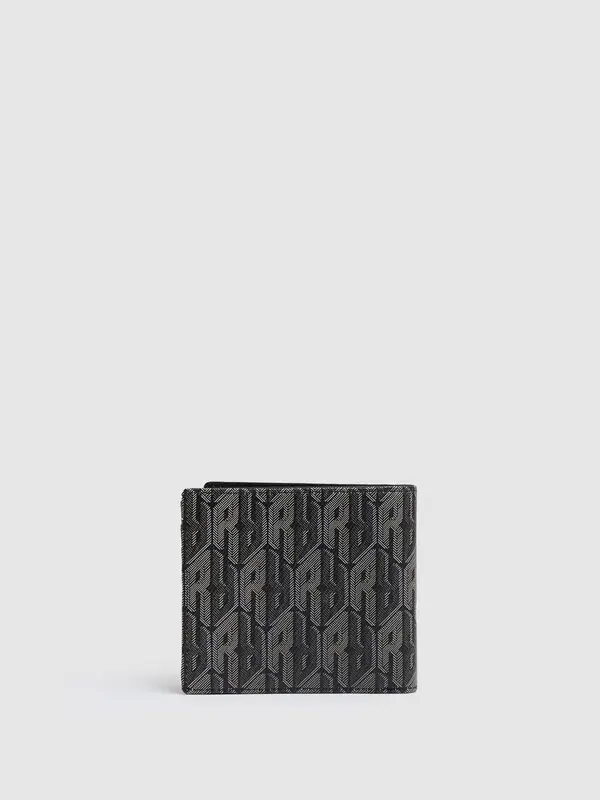 REISS Forest Coated Canvas Monogram Wallet
