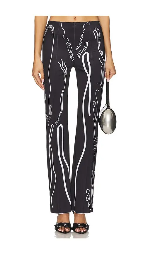 DI PETSA Venus Shell Lycra Trousers - Black With White Print