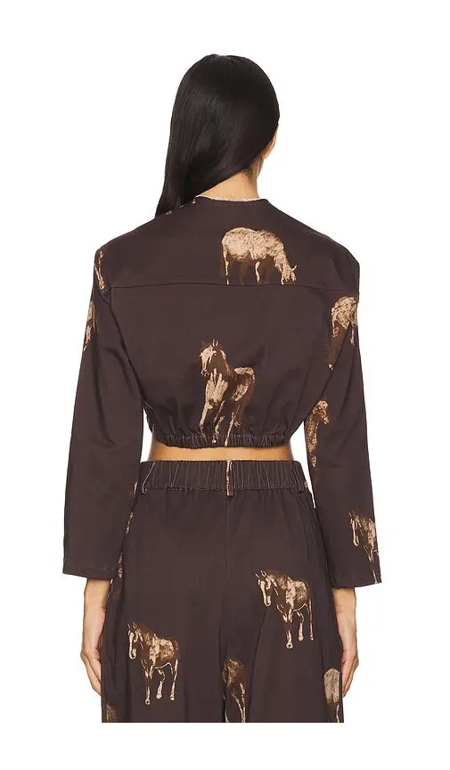 MILKWHITE Cropped Top With Horse Print