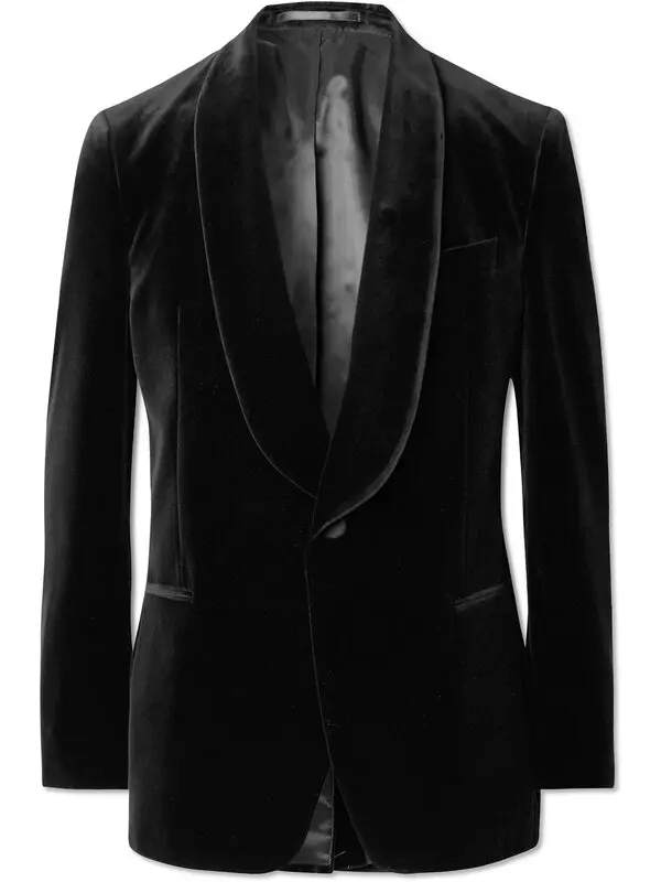 Mr P. Slim-fit Shawl-collar Cotton-velvet Tuxedo Jacket - Black