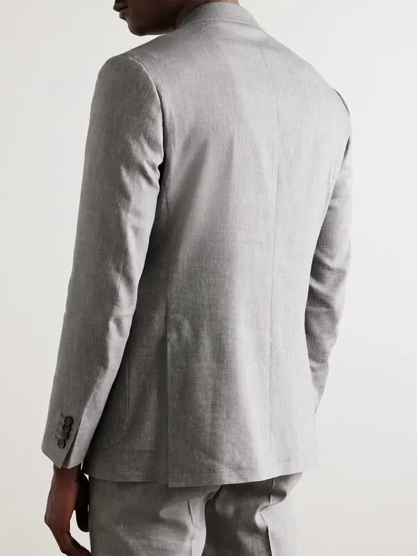 Canali Kei Slim-fit Linen And Wool-blend Suit Jacket