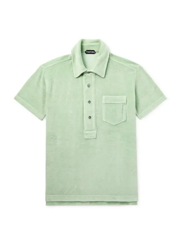 TOM FORD Cotton-blend Terry Polo Shirt - Green