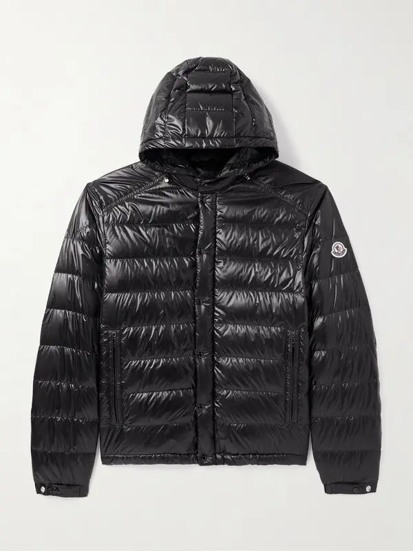 Moncler Gliere Quilted Glossed-nylon Hooded Jacket - Black