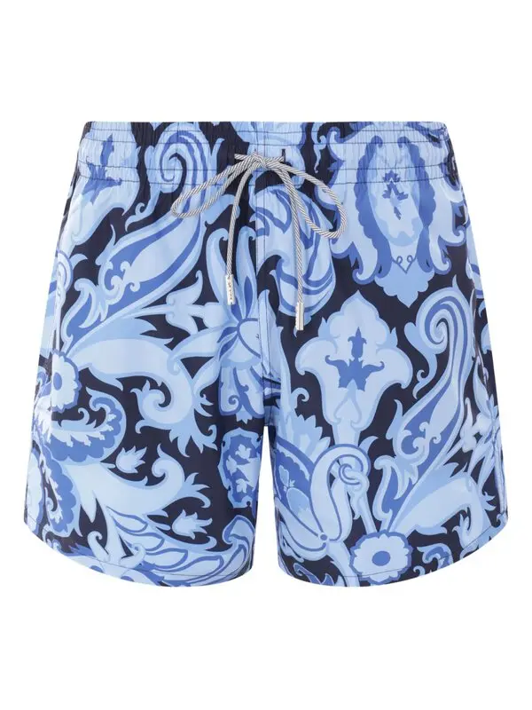 Etro Paisley-print Swim Shorts - Blue