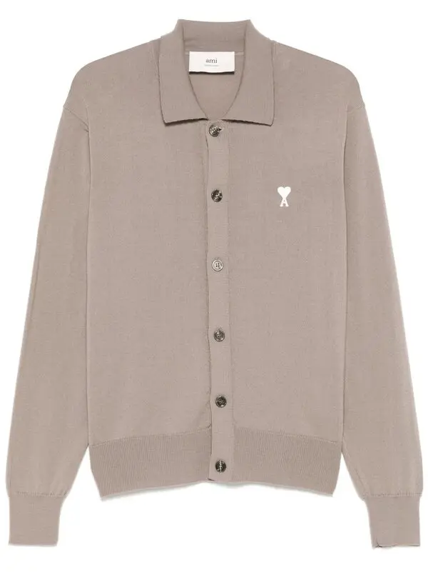 AMI Paris De Coeur Cardigan - Neutrals