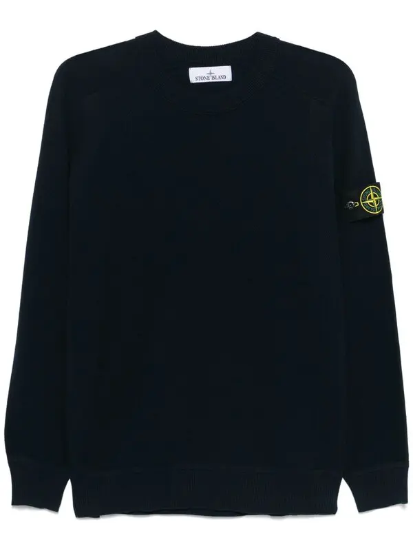 Stone Island Piqué-weave Crew Neck Sweatshirt - Blue