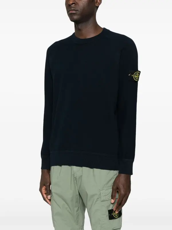 Stone Island Piqué-weave Crew Neck Sweatshirt - Blue