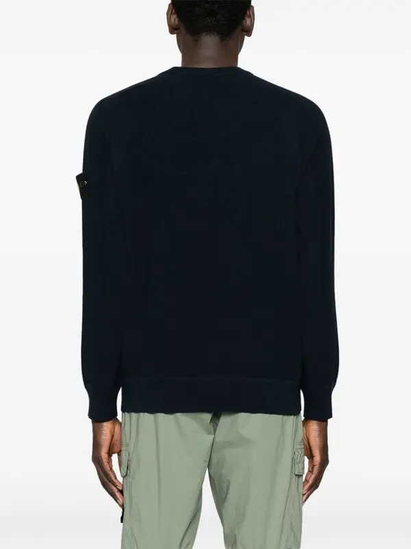 Stone Island Piqué-weave Crew Neck Sweatshirt - Blue