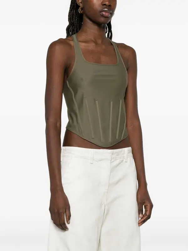 MUGLER Corseted Tank Top - Green