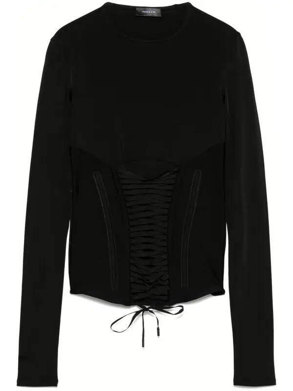 MUGLER Lace-up Long Sleeve Top