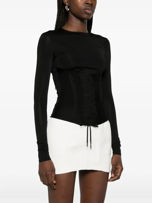 MUGLER Lace-up Long Sleeve Top