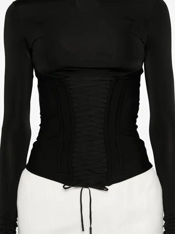 MUGLER Lace-up Long Sleeve Top
