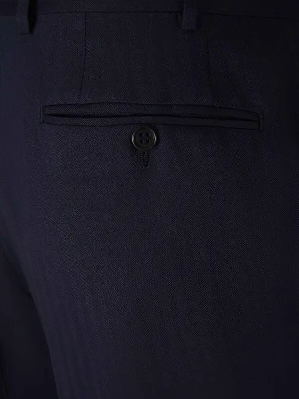 Canali Wool Tailored Trousers - Blue