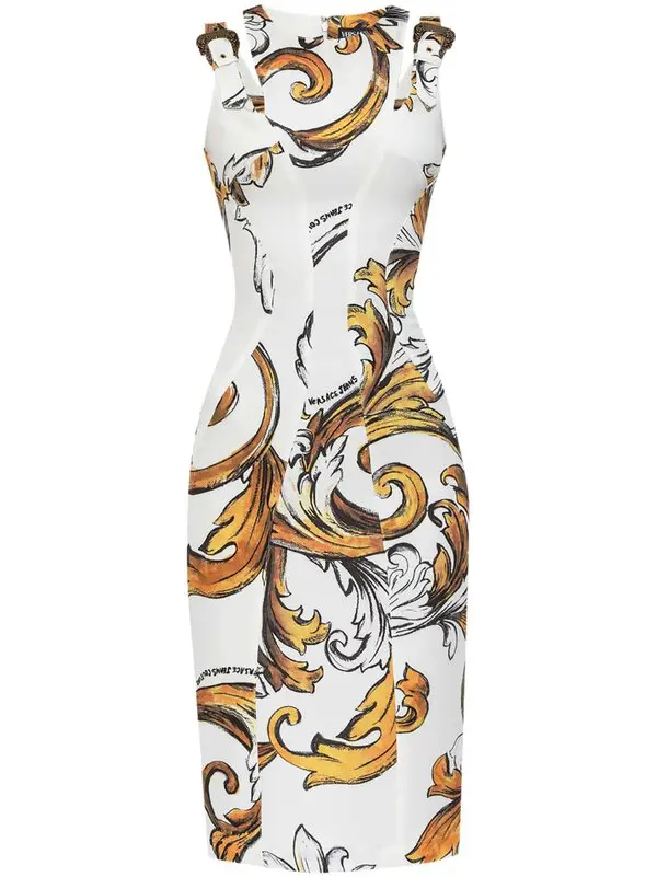 Versace Outline Barocco Dress - White