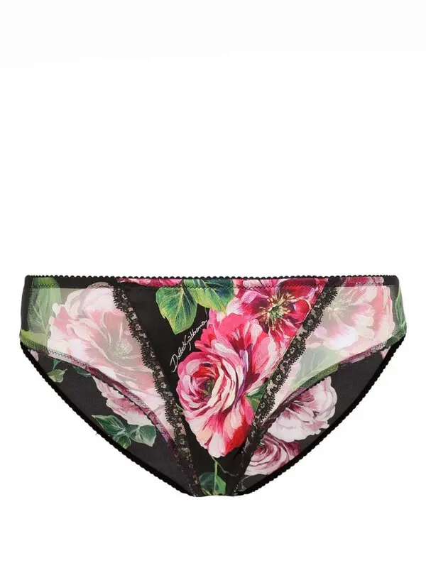Dolce & Gabbana Dna Floral-print Briefs - Black