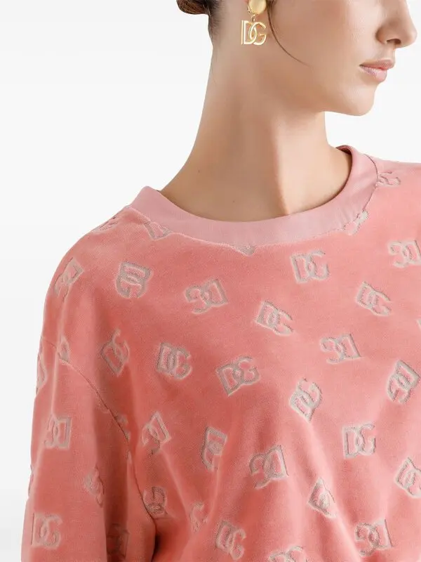 Dolce & Gabbana Monogram-jacquard Cropped Sweatshirt