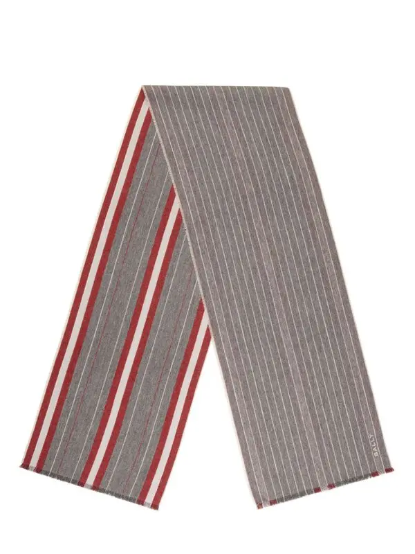 Bally Striped Merino-wool Scarf - Grey