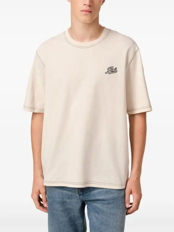 Ami Logo-embroidered Cotton T-shirt