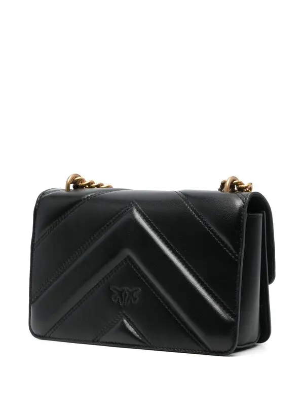 Pinko Love Bag Mini Chevron-quilted Nappa Leather Crossbody Bag - Black