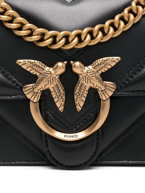 Pinko Love Bag Mini Chevron-quilted Nappa Leather Crossbody Bag - Black