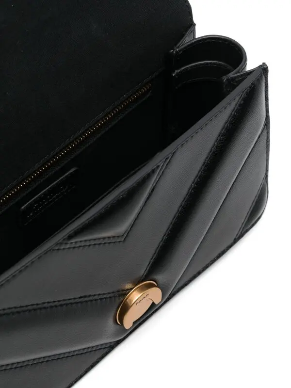 Pinko Love Bag Mini Chevron-quilted Nappa Leather Crossbody Bag - Black