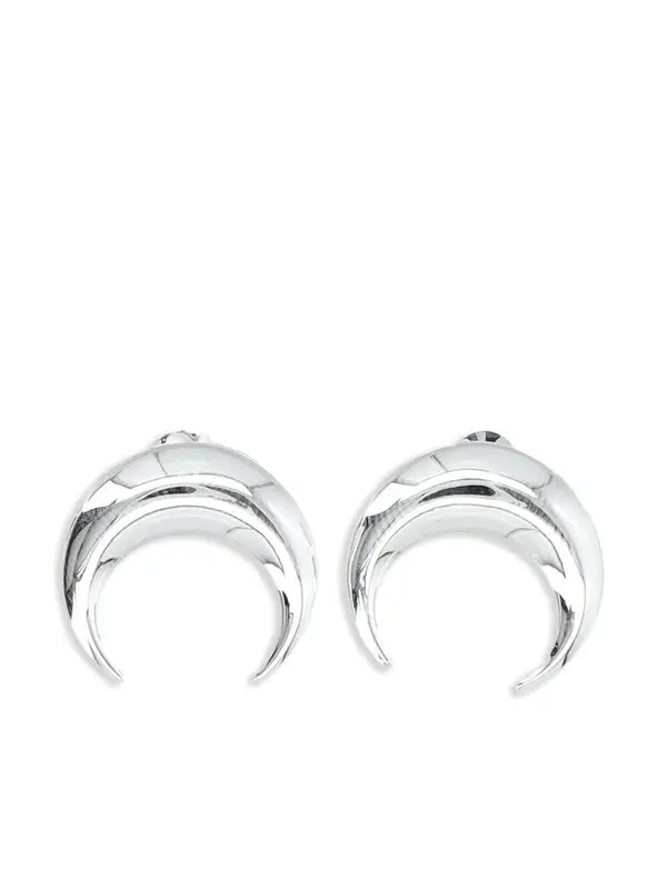 MARINE SERRE Mini Crescent Moon Stud Earrings - Silver