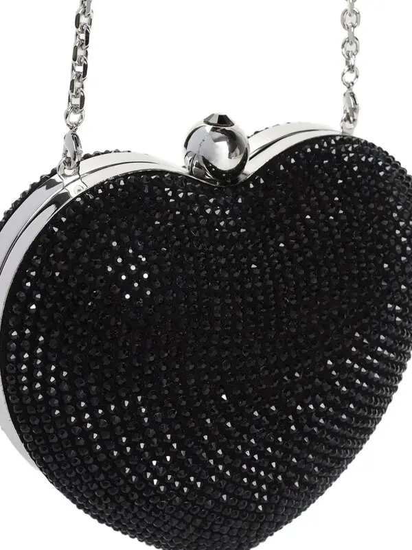 Mach & Mach Crystal Heart Clutch - Black