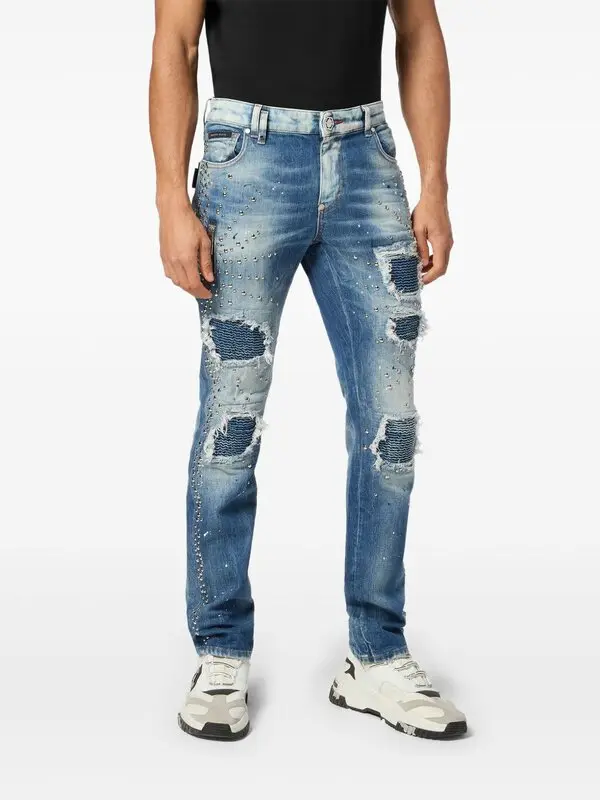 Philipp Plein Stud-embellished Jeans - Blue