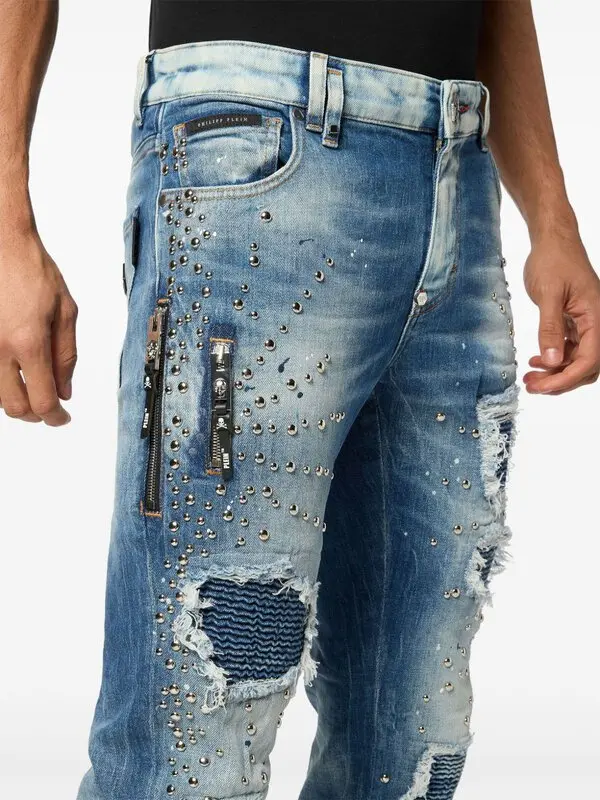 Philipp Plein Stud-embellished Jeans - Blue