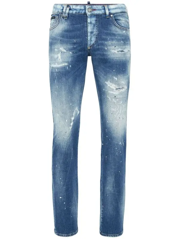 Philipp Plein Smiley Face-appliqué Jeans - Blue