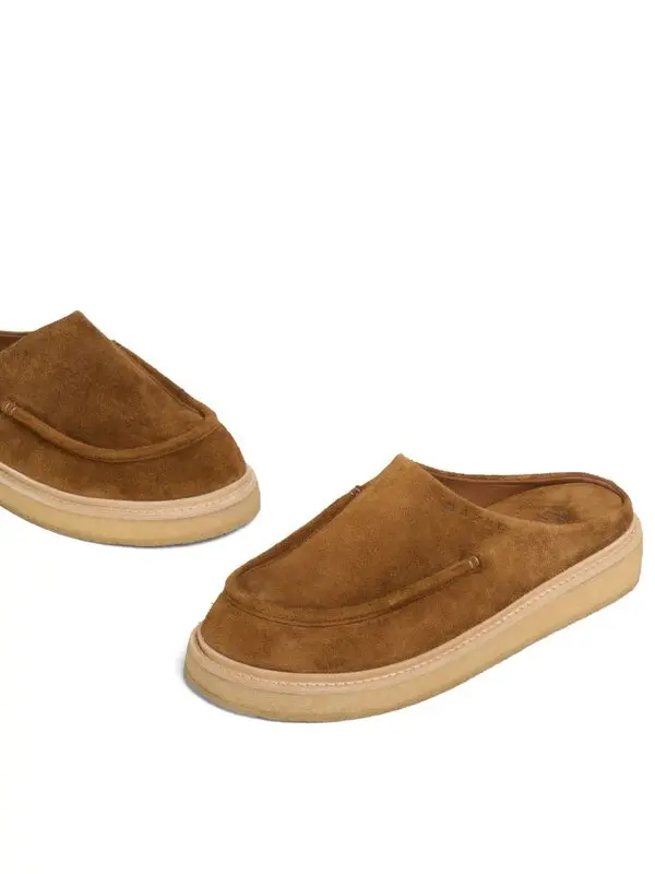 Marni Calf Suede Clogs - Brown