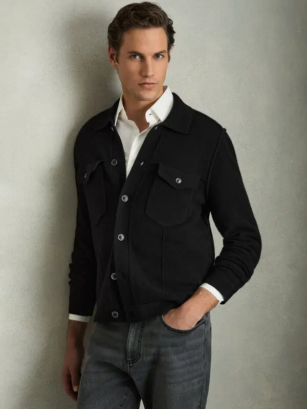 REISS Flinch Wool Knitted Jacket