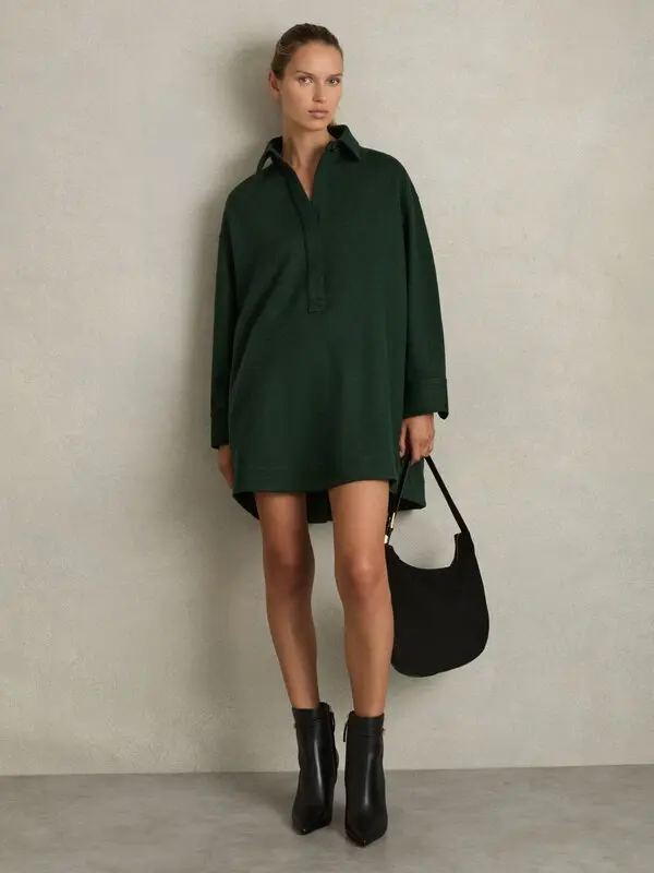 REISS Lauren Wool Blend Shirt Dress
