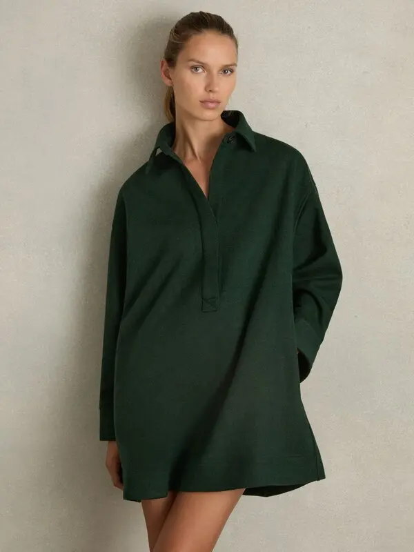 REISS Lauren Wool Blend Shirt Dress