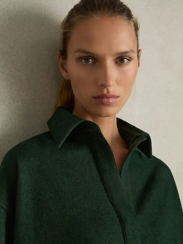 REISS Lauren Wool Blend Shirt Dress