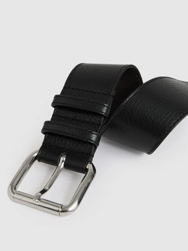 REISS Robyn Leather Roller Buckle Belt