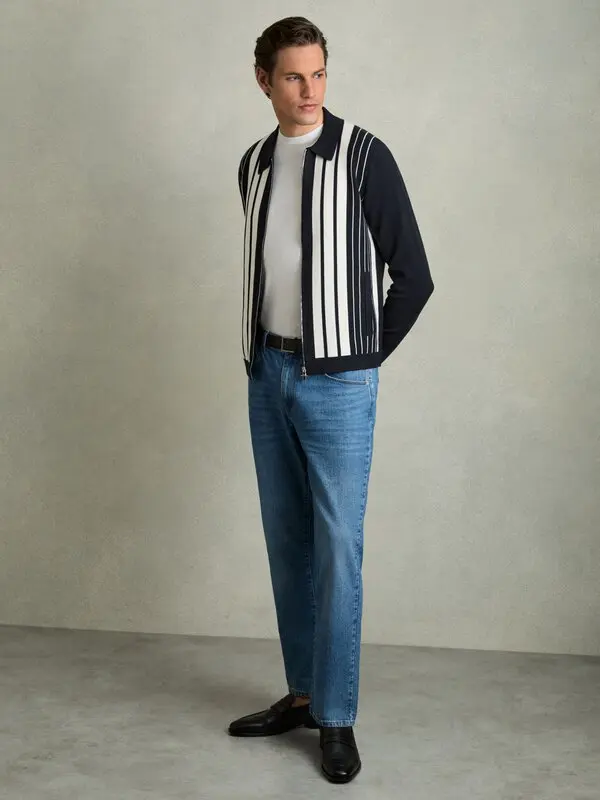 REISS Ambient Striped Knitted Jacket